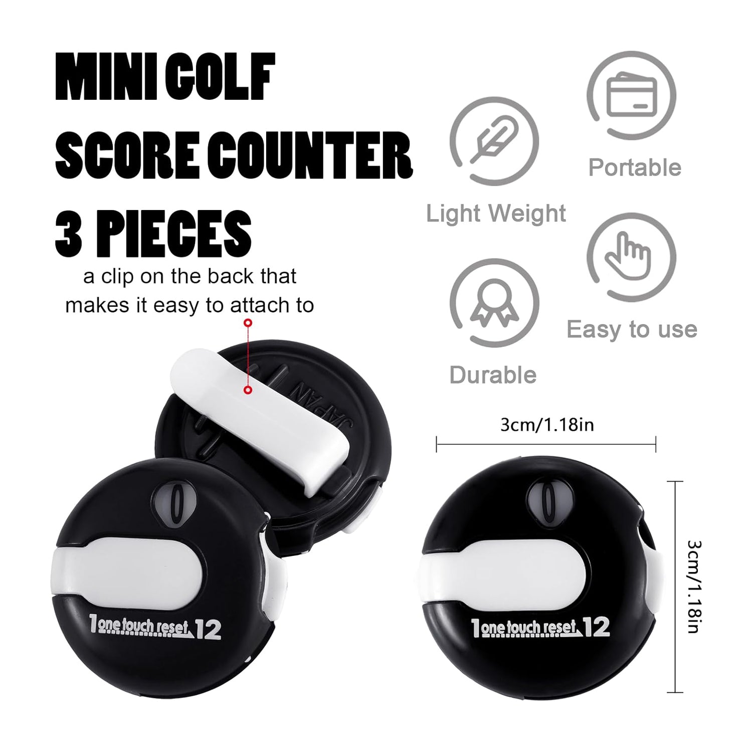 Golf Score Counter – 12-Hole Tally Scoring Device for Accurate Game ...