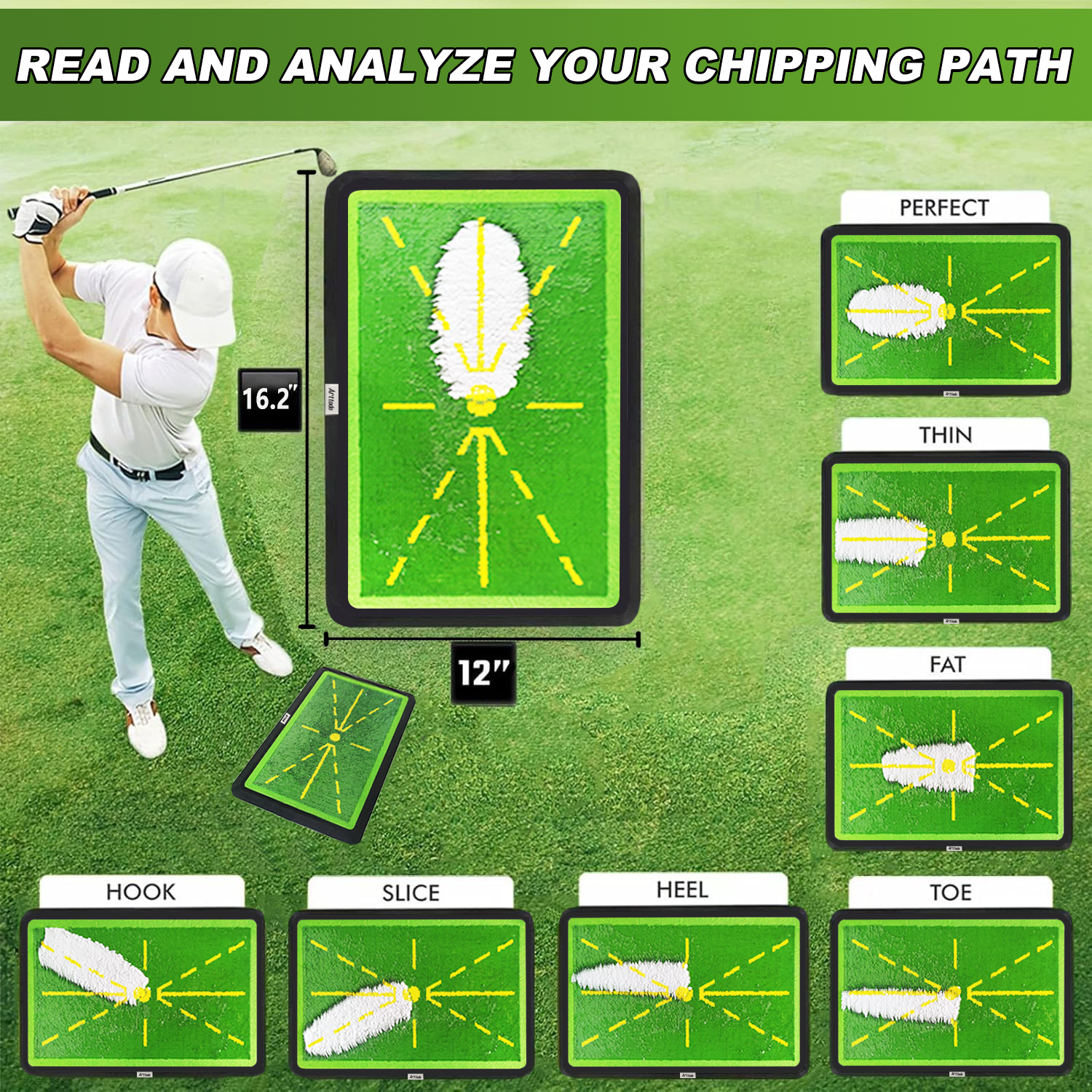 Arttodo Golf Chipping Mat, Golf Trace Strike Pad, Golf Training Aid