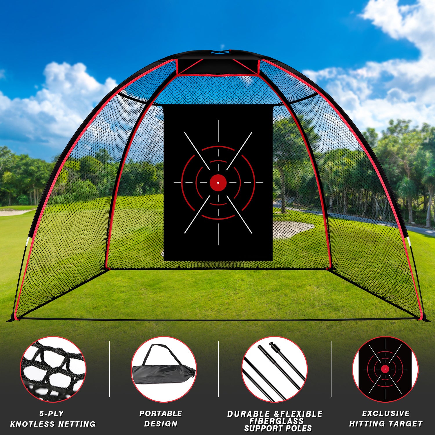 Portable Golf Practice Net – Indoor & Outdoor Hitting Cage Training ...